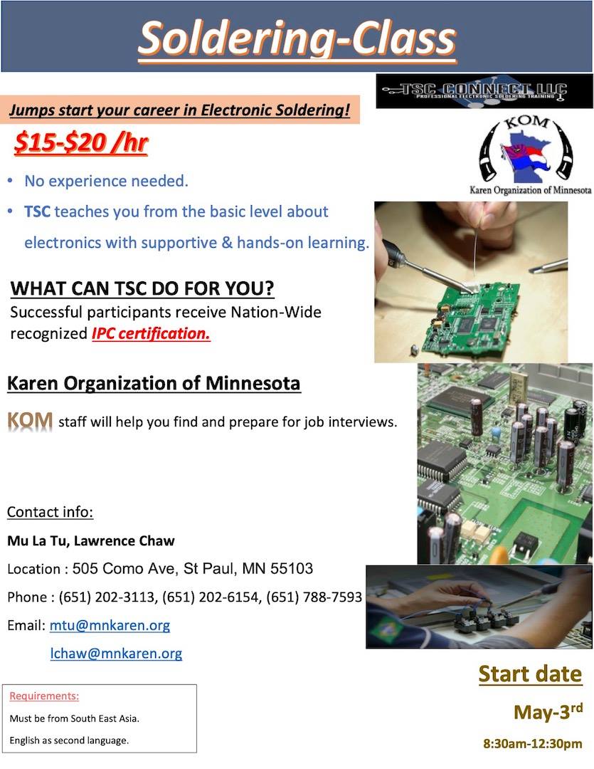 Spring Soldering Class - Karen Organization of Minnesota